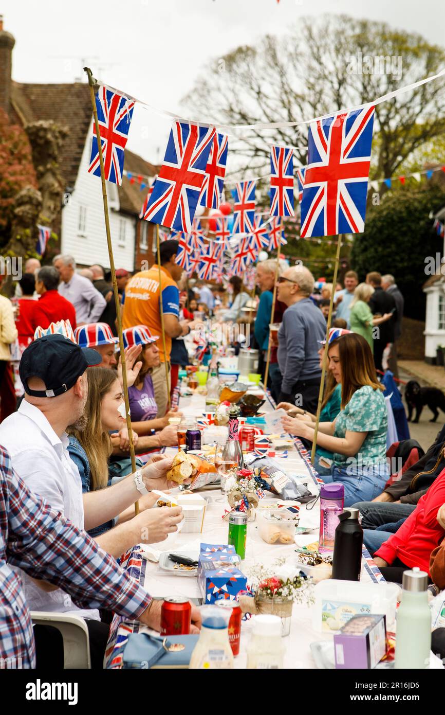 King Charles III Coronation Street Party in Cowden Village, Kent Stock ...