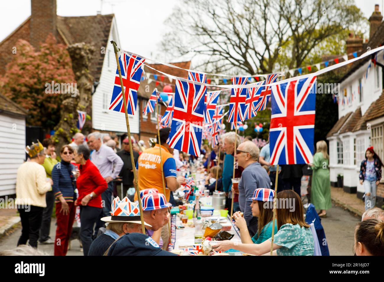 King Charles III Coronation Street Party in Cowden Village, Kent Stock ...