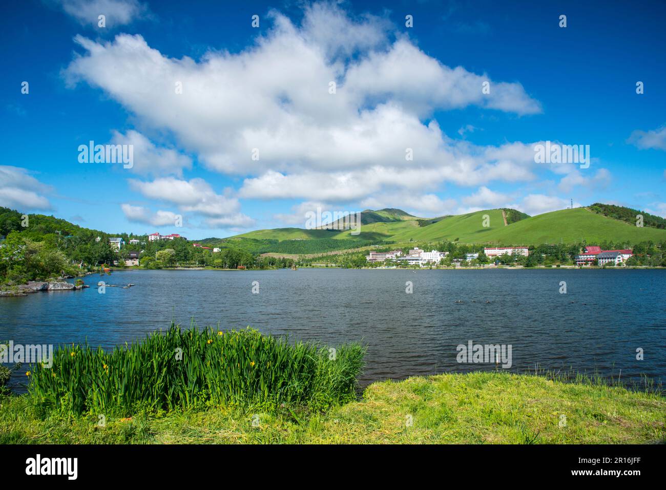 Shirakaba lake and Mt. Kuruma plateau Stock Photo - Alamy