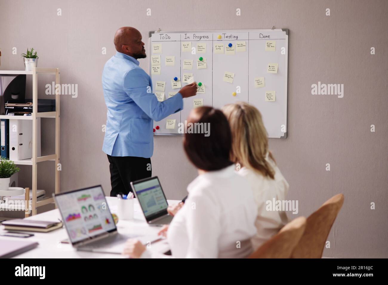 Agile Business Team Using Kanban Task Board Stock Photo - Alamy