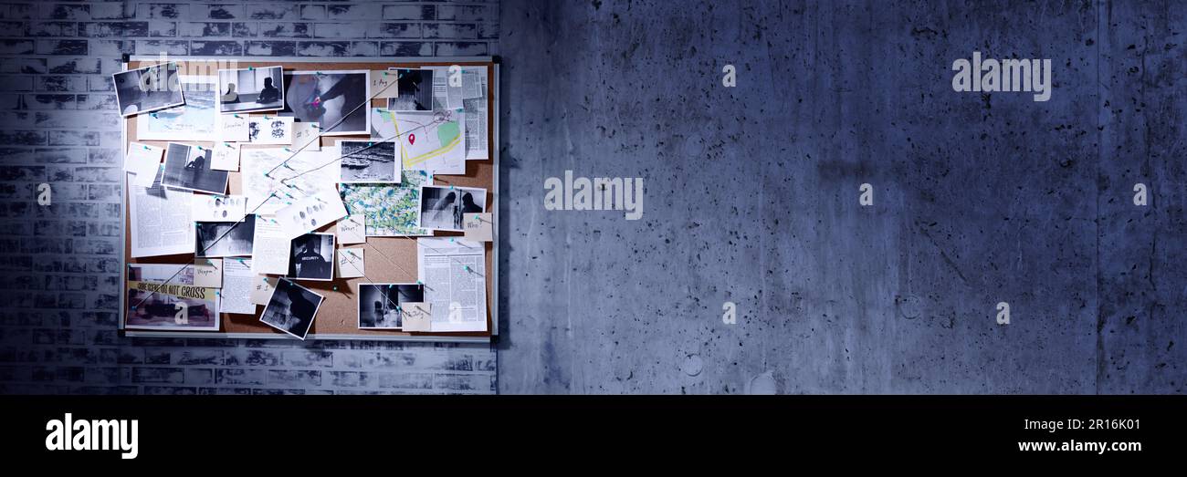 Police Investigator Board Background. Detective Evidence Map Stock ...