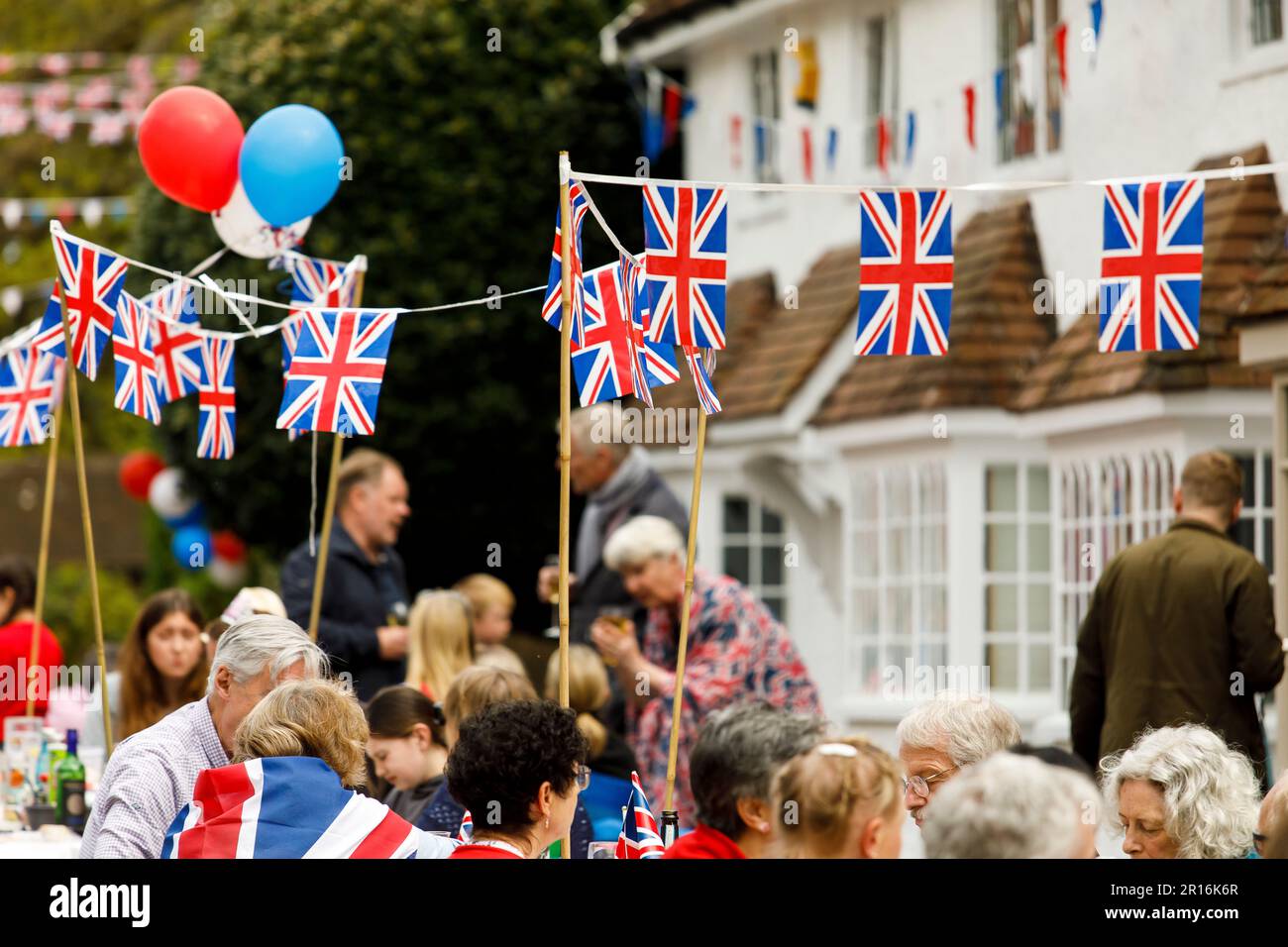 King Charles III Coronation Street Party in Cowden Village, Kent Stock ...