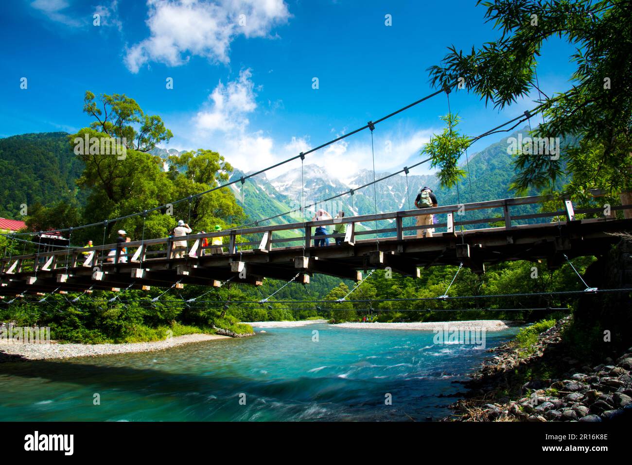 Kamikochi Kappa Bridge and?Hotaka Mountain Range Stock Photo - Alamy