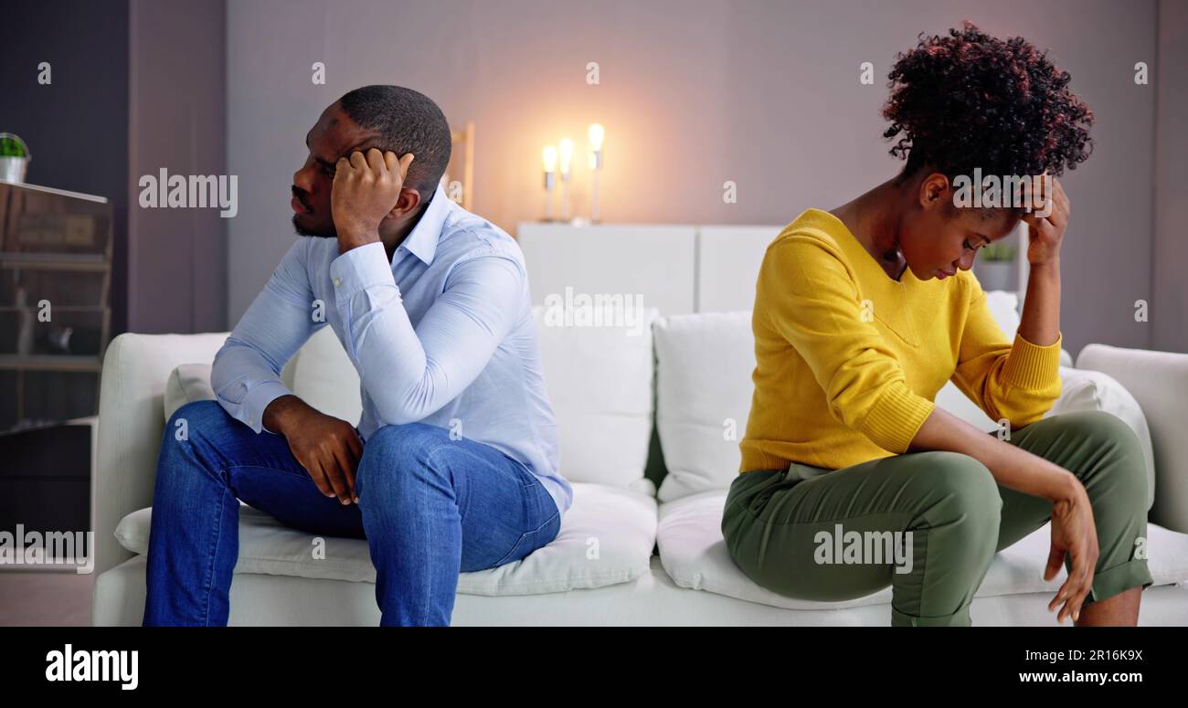 Sad Couple Family Problems And Divorce. Woman Ignoring Man Stock Photo ...