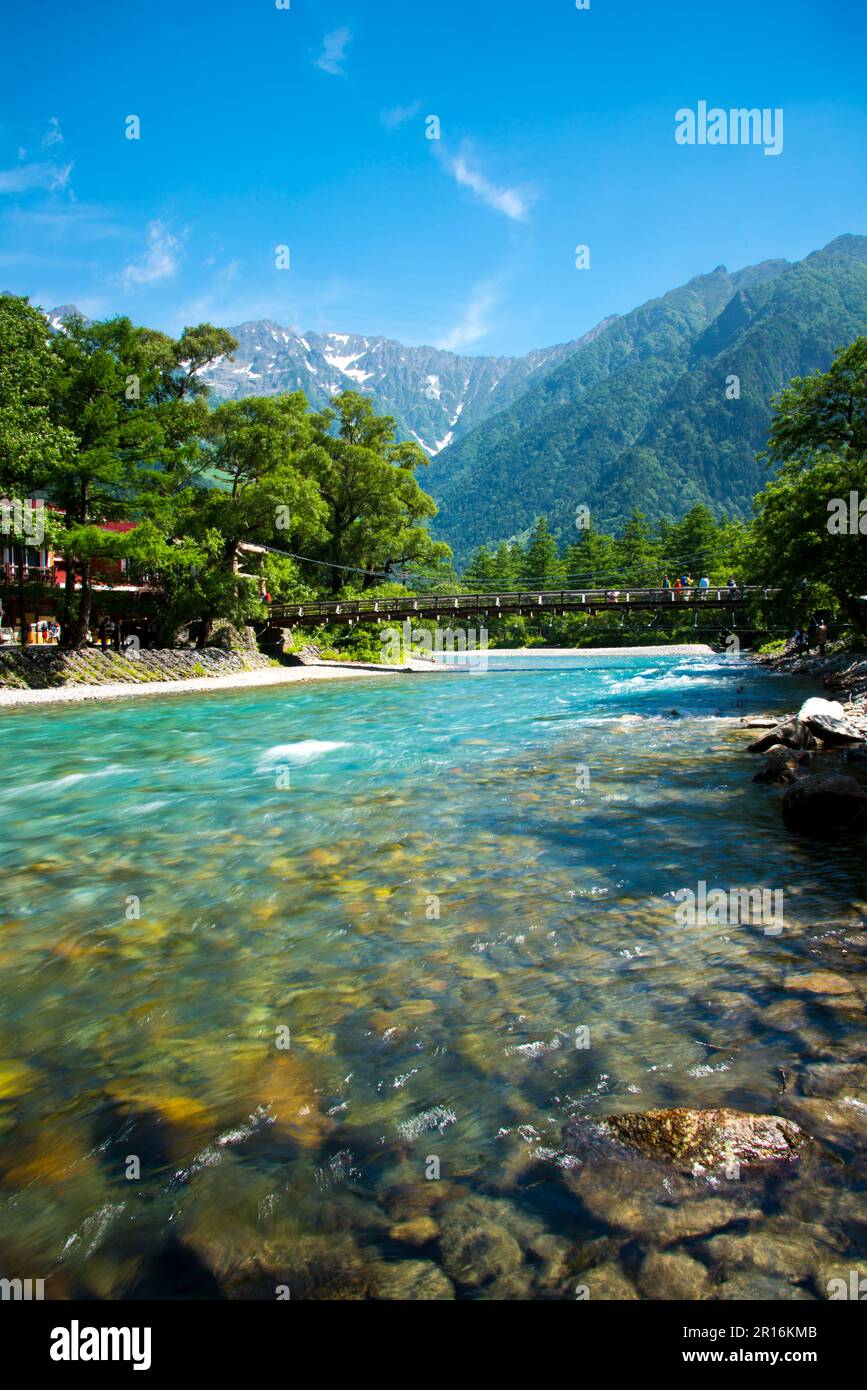 Hotaka Mountain Range and clear stream Azusagawa River?viewed from ...