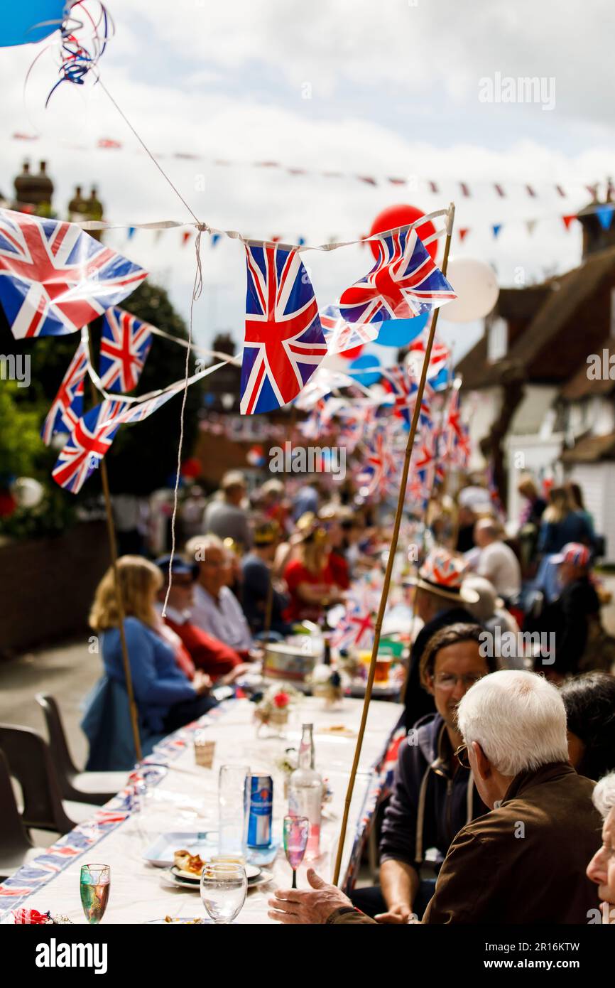 King Charles III Coronation Street Party in Cowden Village, Kent Stock ...