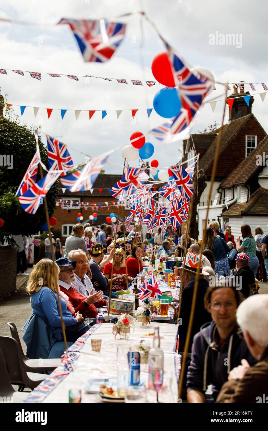 King Charles III Coronation Street Party in Cowden Village, Kent Stock ...