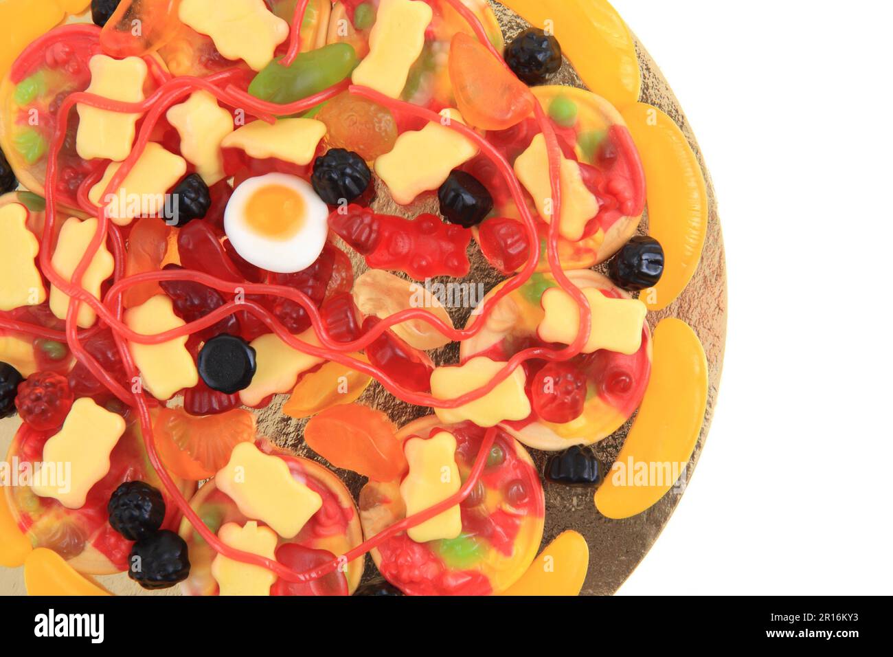 color jelly candies as pizza isolated on the white background Stock ...