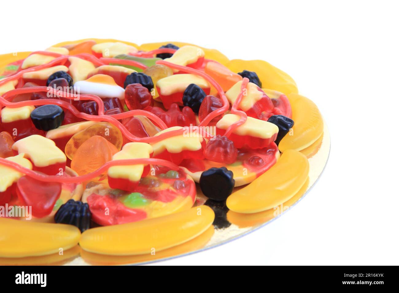 color jelly candies as pizza isolated on the white background Stock ...