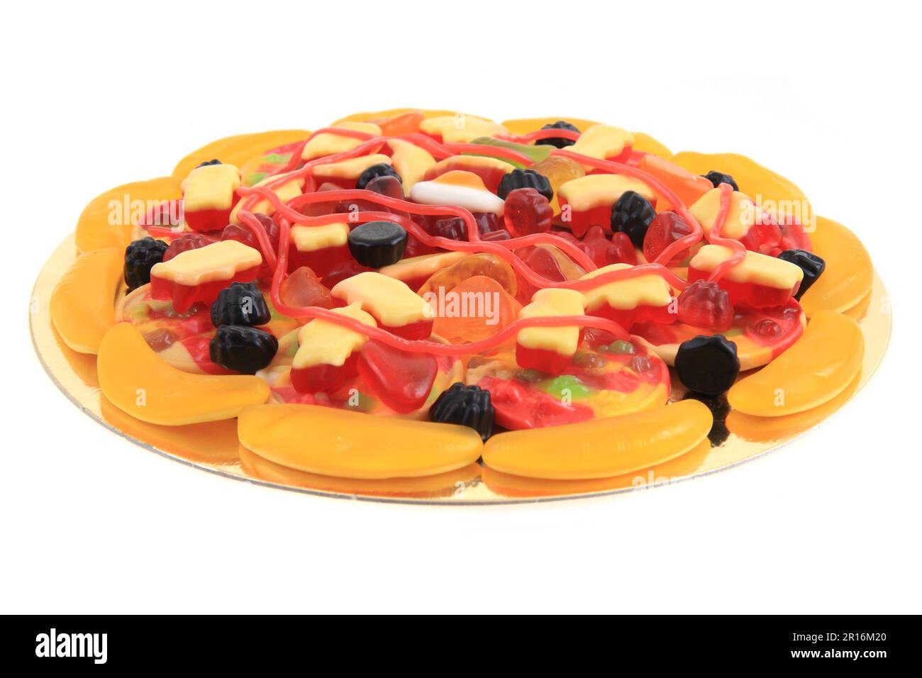color jelly candies as pizza isolated on the white background Stock ...