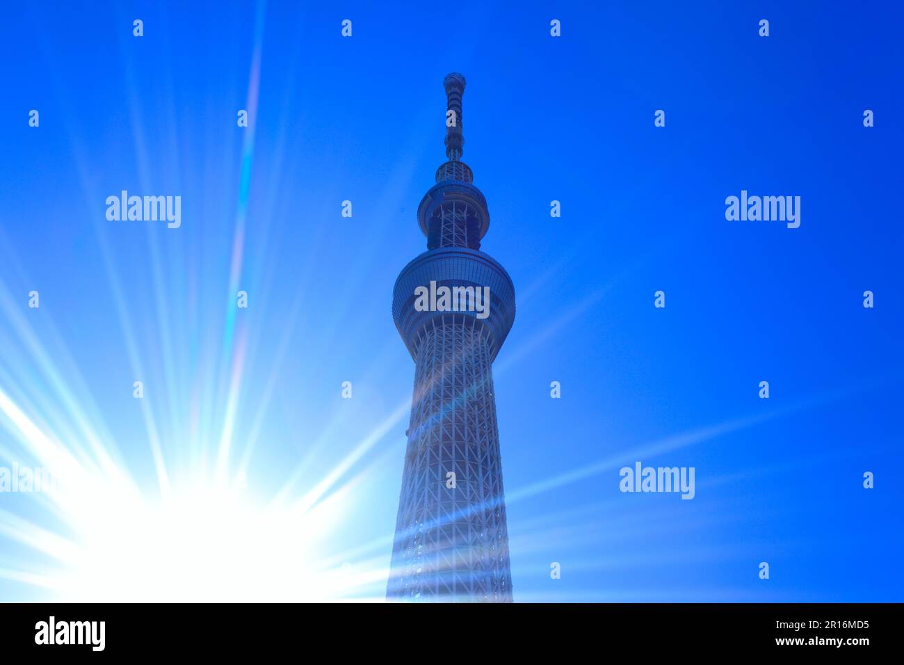 Glow of the sun and Tokyo Sky Tree Stock Photo - Alamy