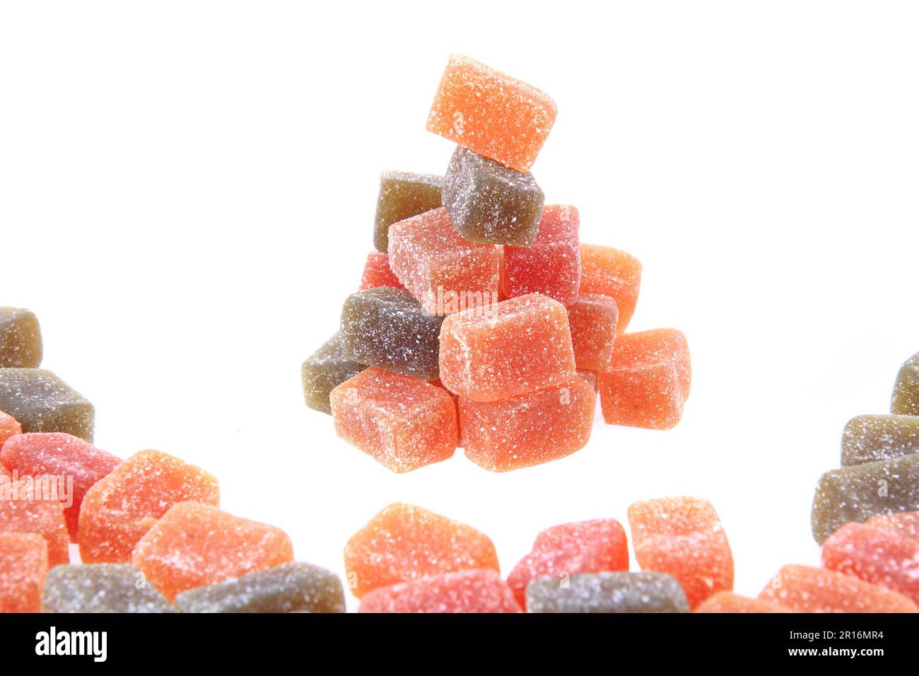 candy fruit cubes isolated on the white background Stock Photo - Alamy