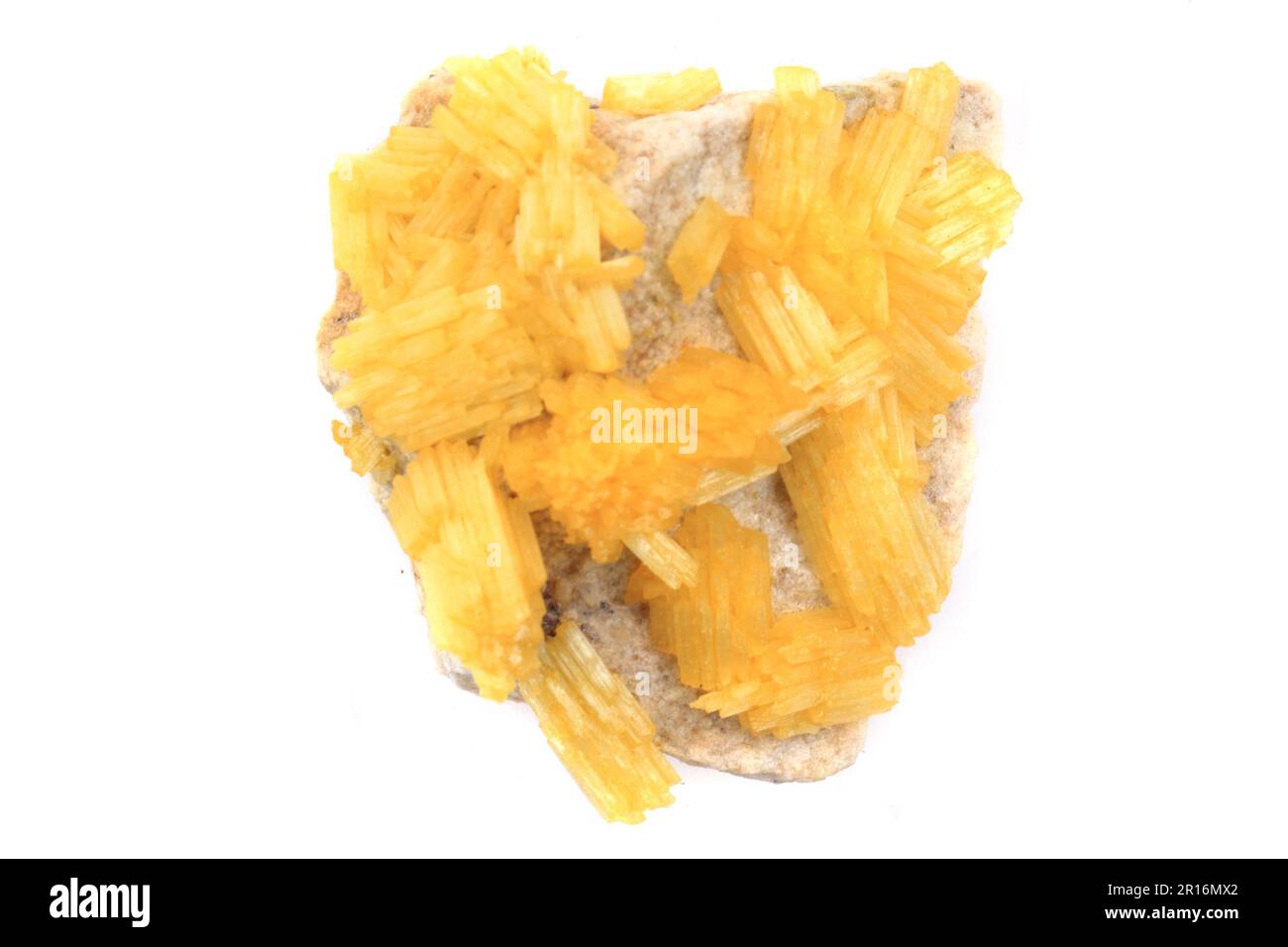 yellow alunite crystals isolated on the white background Stock Photo ...