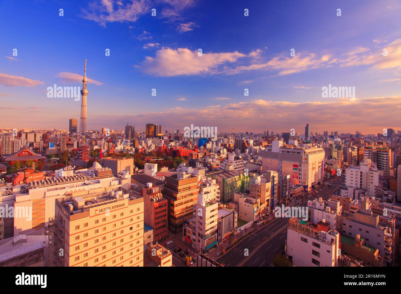 Kokusai Street and Tokyo Sky Tree colored by the sunset Stock Photo - Alamy