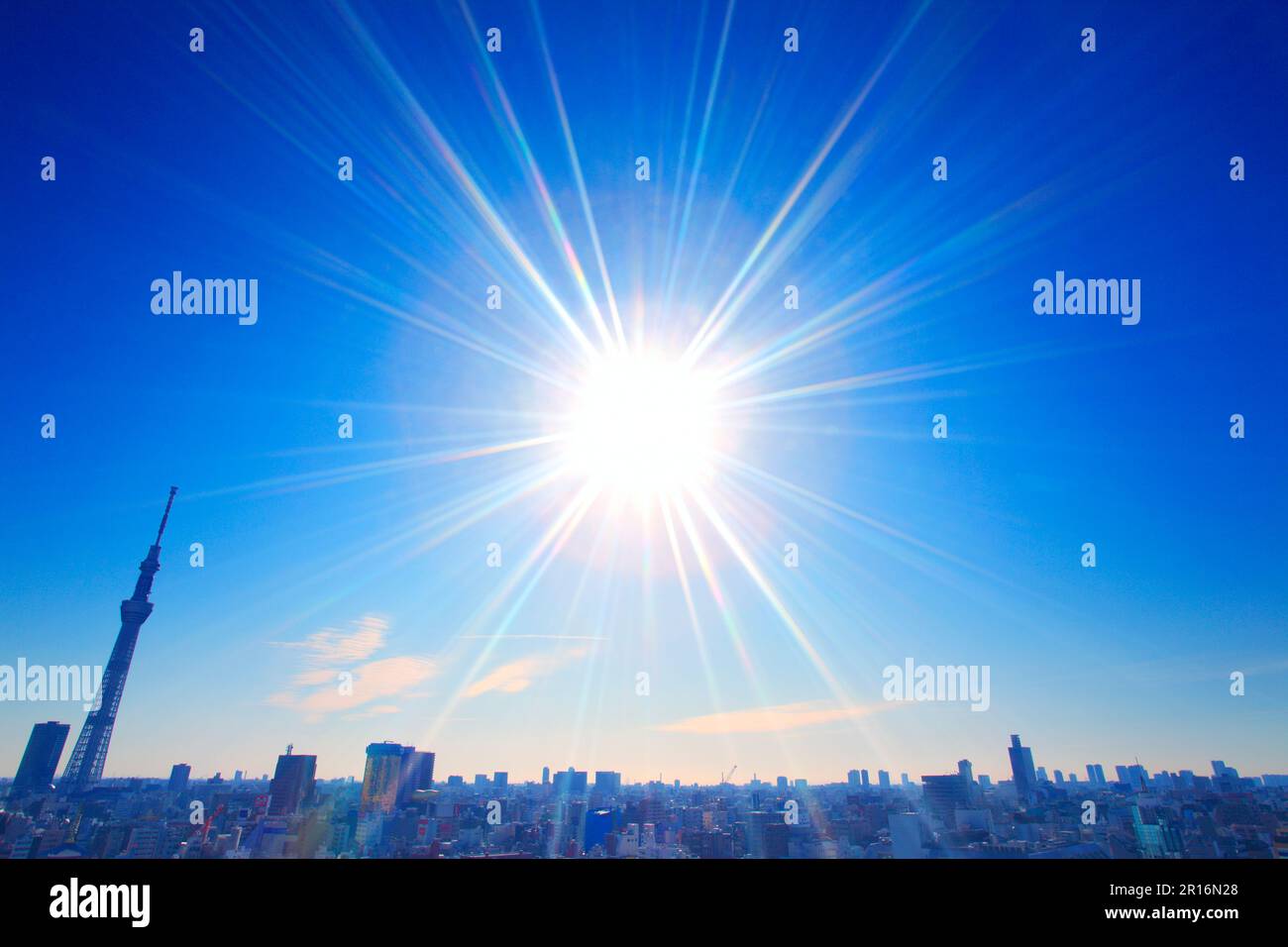 Tokyo Sky Tree and the glow of the sun Stock Photo - Alamy