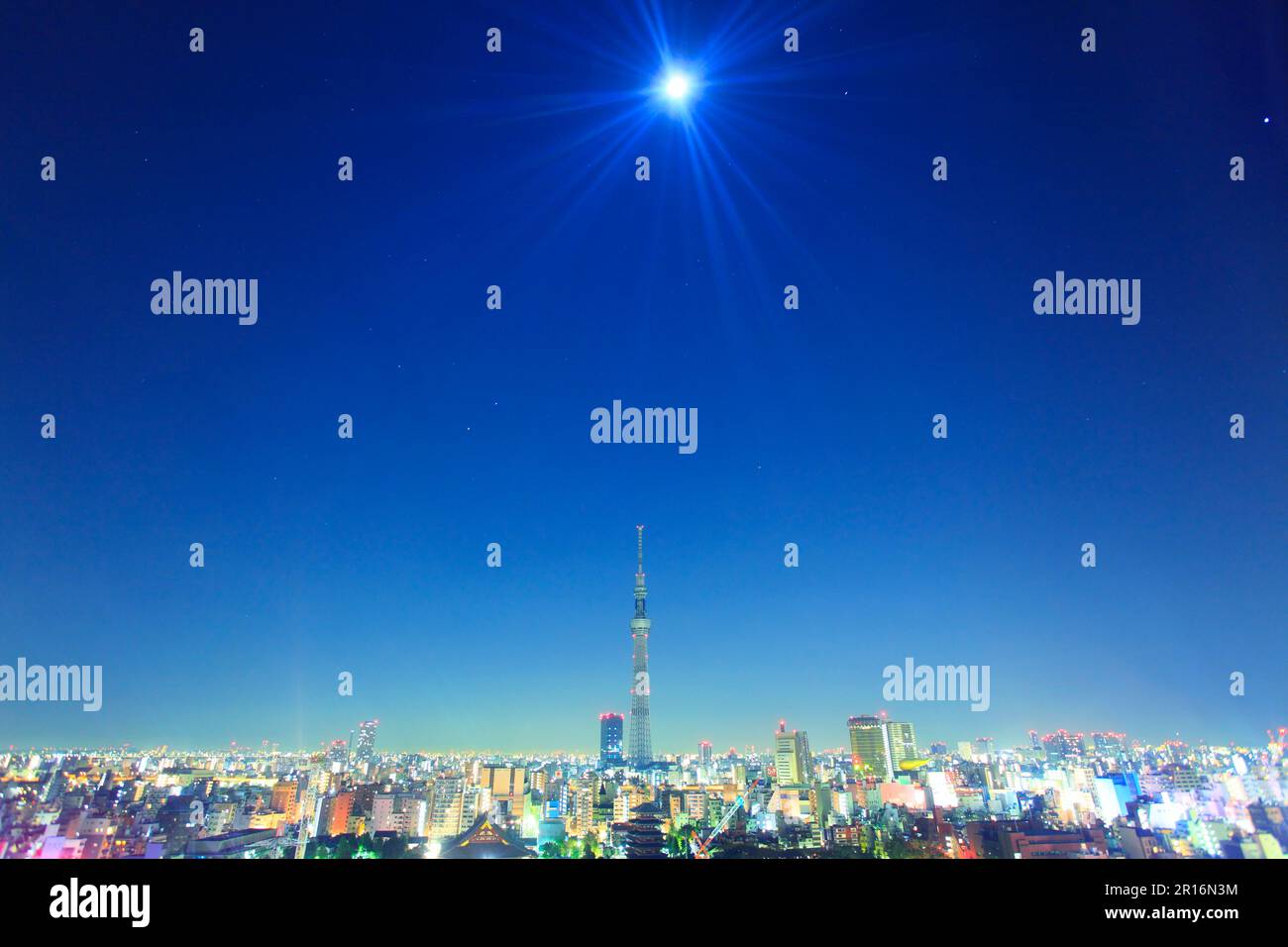 Moon and Tokyo Sky Tree Stock Photo - Alamy