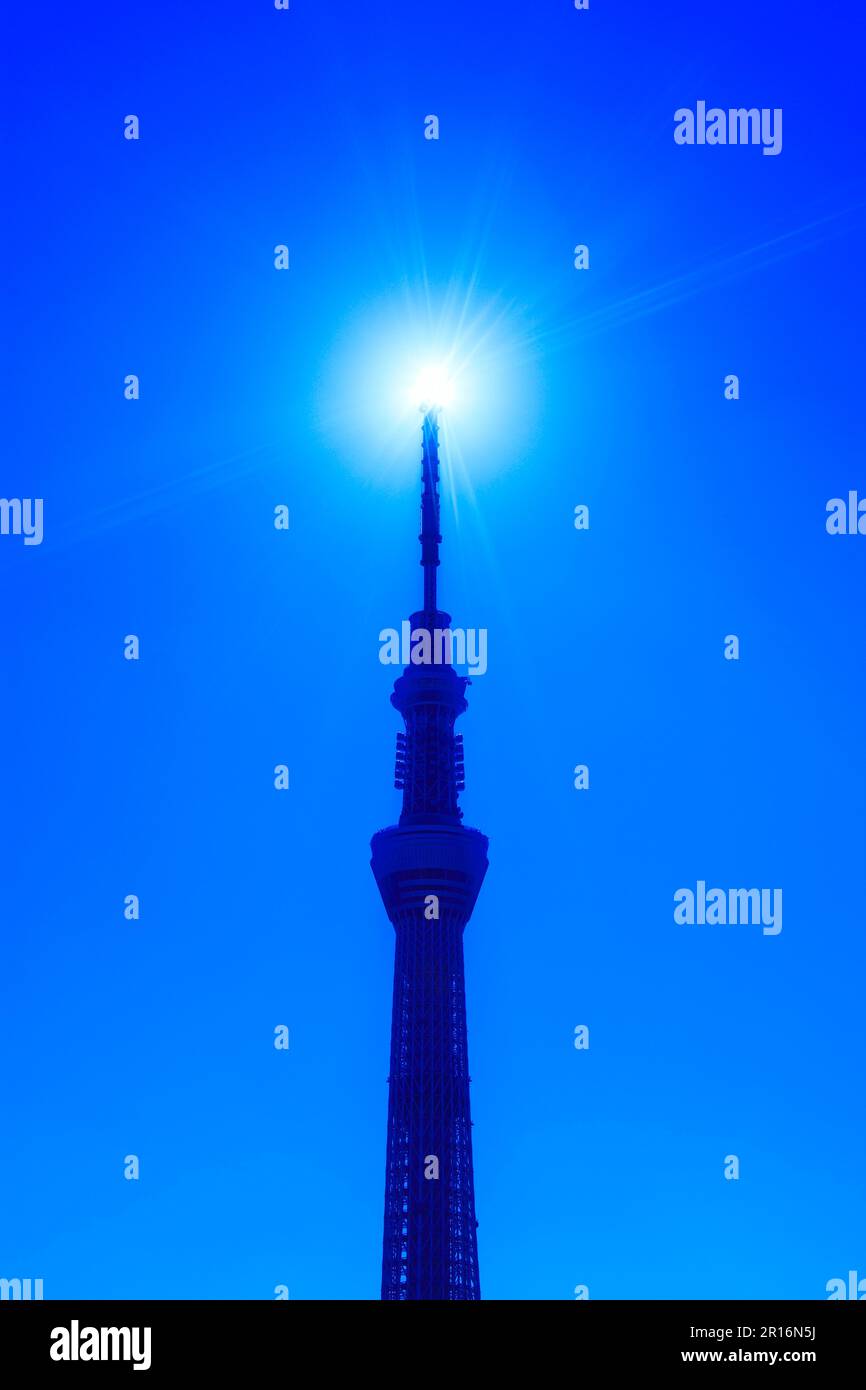 Glow of the sun and Tokyo Sky Tree Stock Photo - Alamy