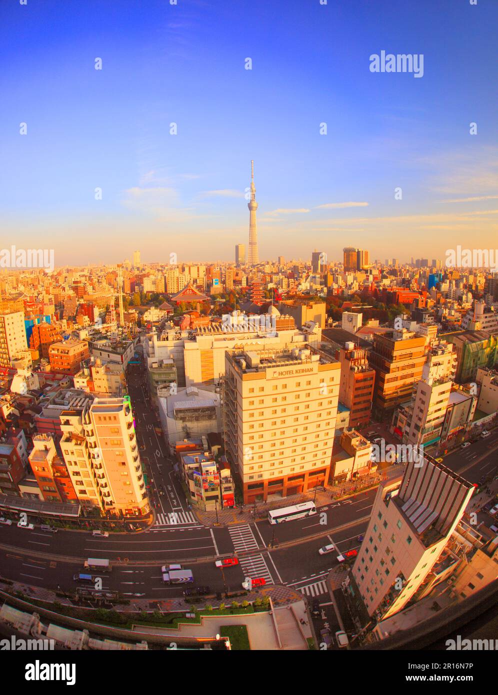 Sunset and Kokusaidori and Sensoji temple and Tokyo Sky Tree Stock ...