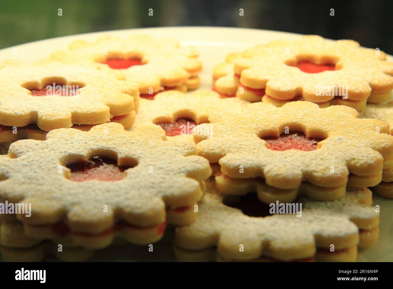 cookies with strawberry jam as nice food background Stock Photo - Alamy