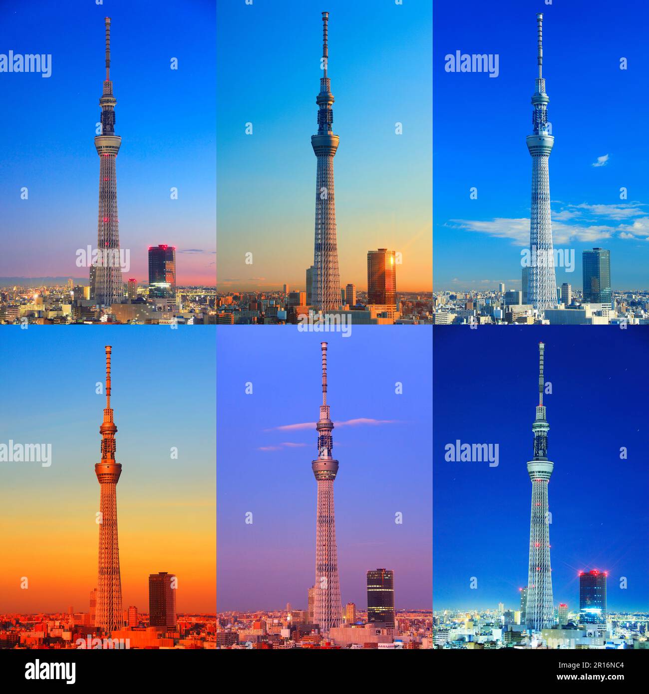Tokyo Sky Tree in the morning, afternoon, evening and night Stock Photo ...