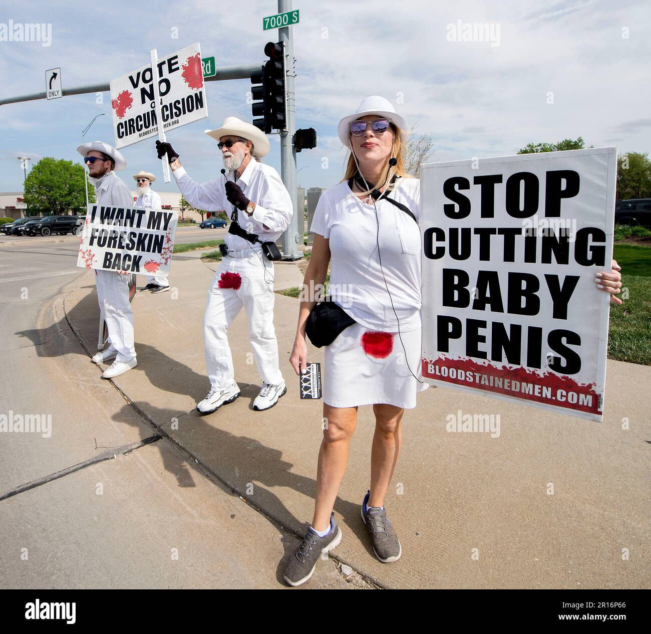 May 11, 2023 - Lincoln, Nebraska, USA: Anti-circumcision activists who ...