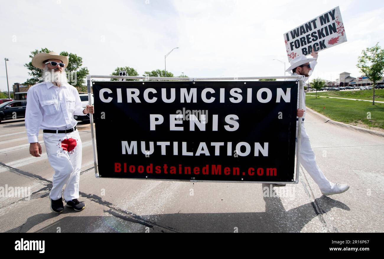 Lincoln, Nebraska, USA. 11th May, 2023. Anti-circumcision activists who ...
