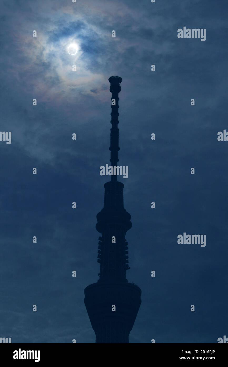 Solar Eclipse and Tokyo Skytree Stock Photo - Alamy