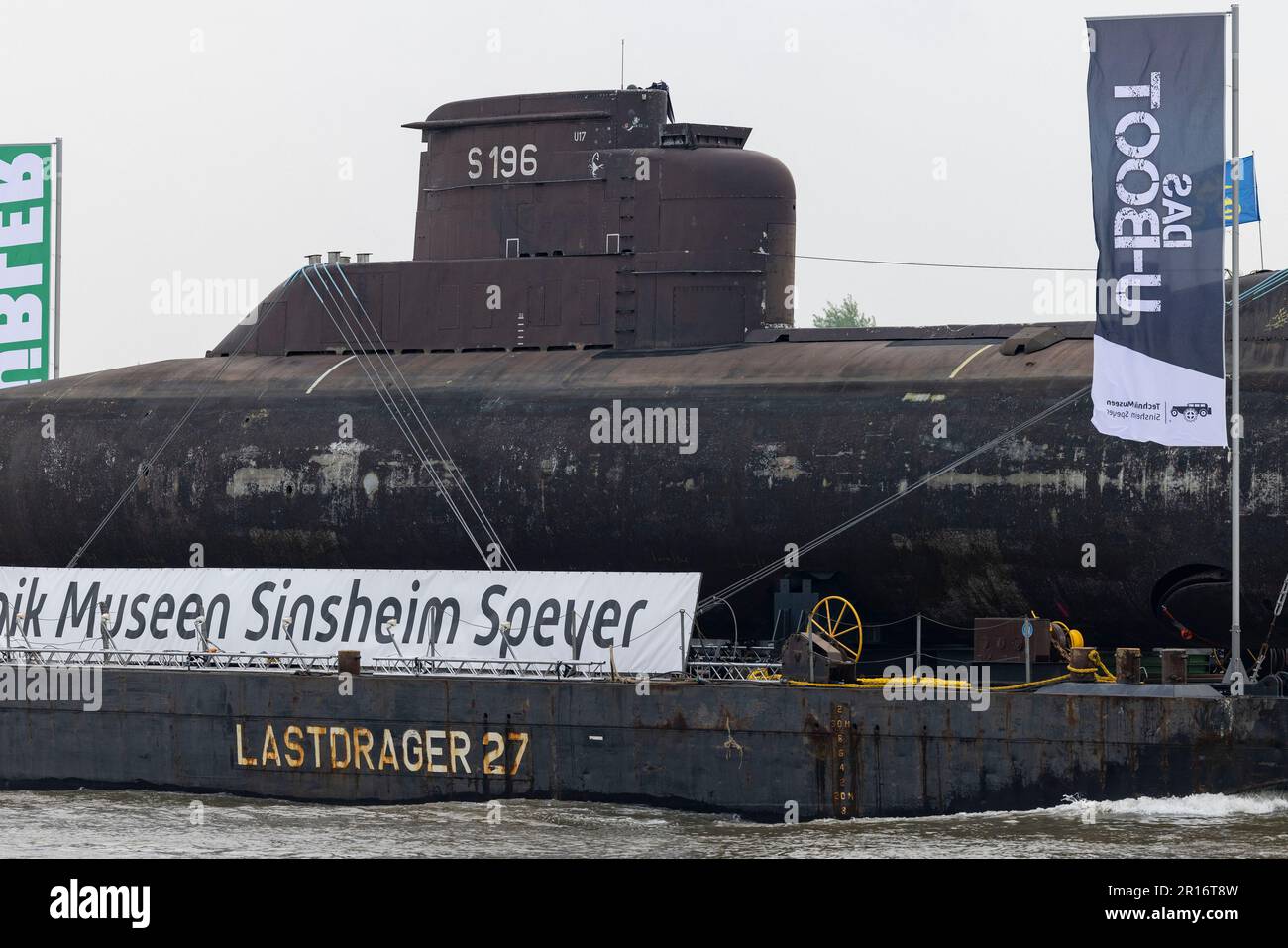 Bimmen, Germany. 12th May, 2023. The submarine on a floating pontoon ...
