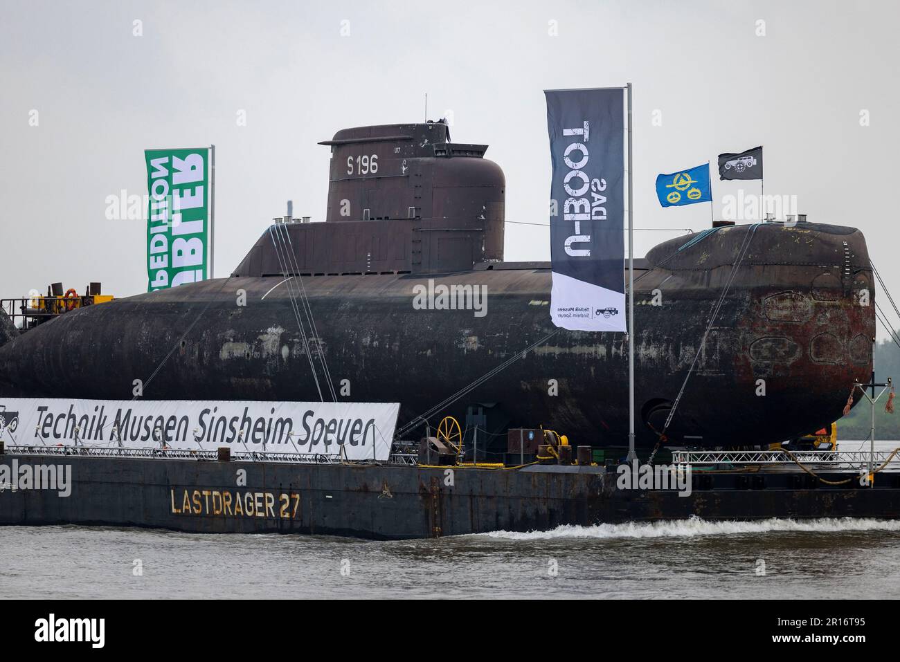 Bimmen, Germany. 12th May, 2023. The submarine on a floating pontoon ...