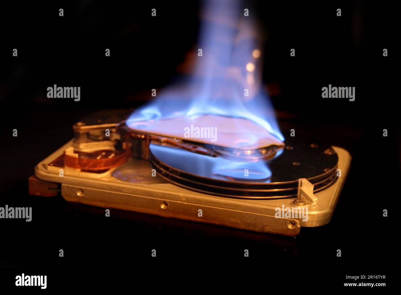 disc in the fire on the black background Stock Photo - Alamy