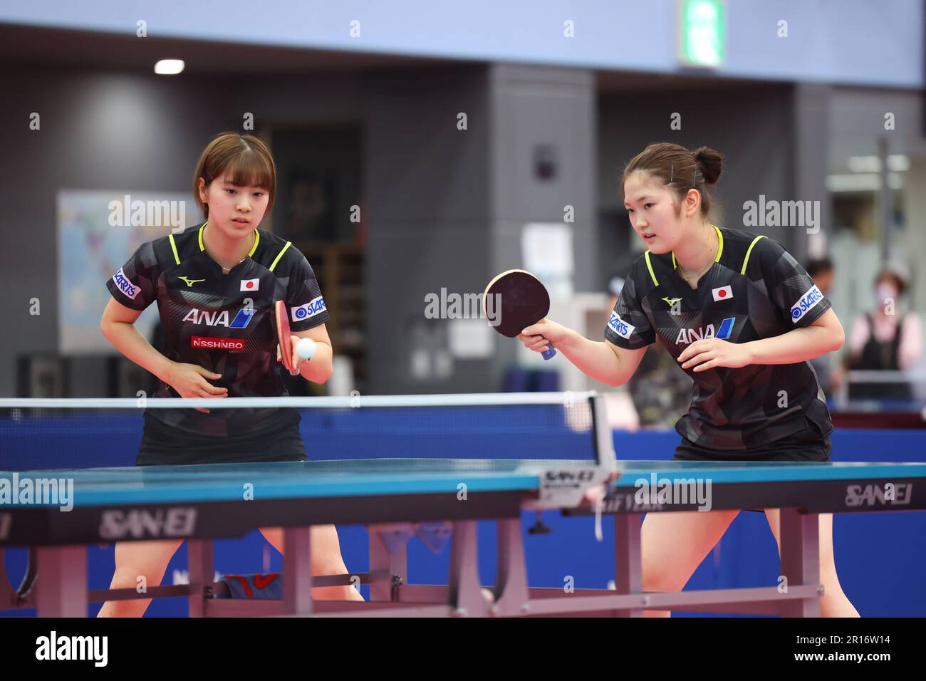 Tokyo, Japan. 12th May, 2023. Miyu Nagasaki & Miyu Kihara Table Tennis : Official training for ...