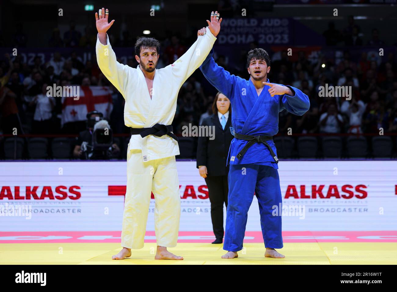 Ali Bin Hamad Al Attiyah Arena, Doha, Qatar. 11th May, 2023. (L-R) Lasha Bekauri, Luka ...
