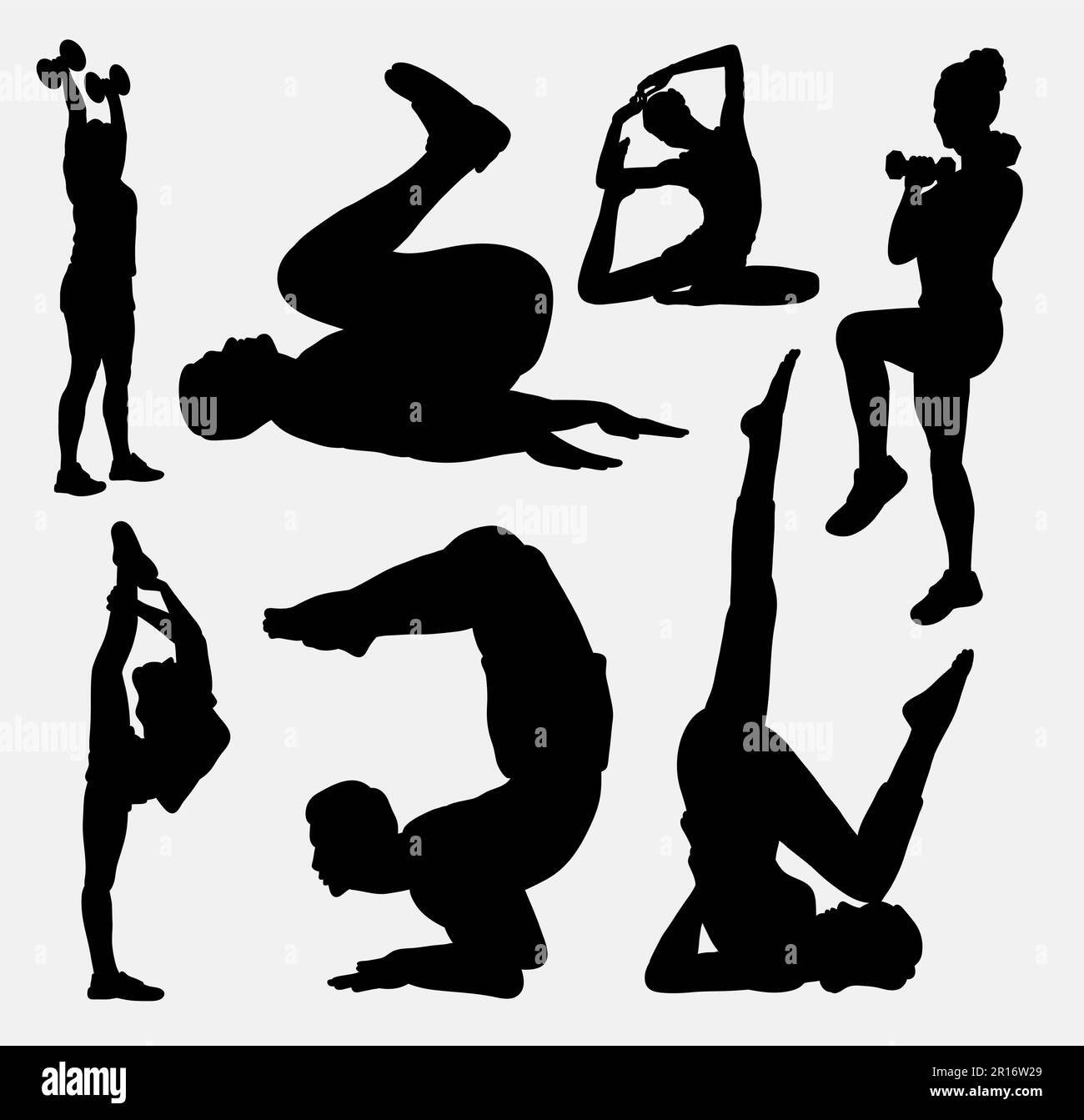 Bodybuilder silhouette man woman Black and White Stock Photos & Images ...