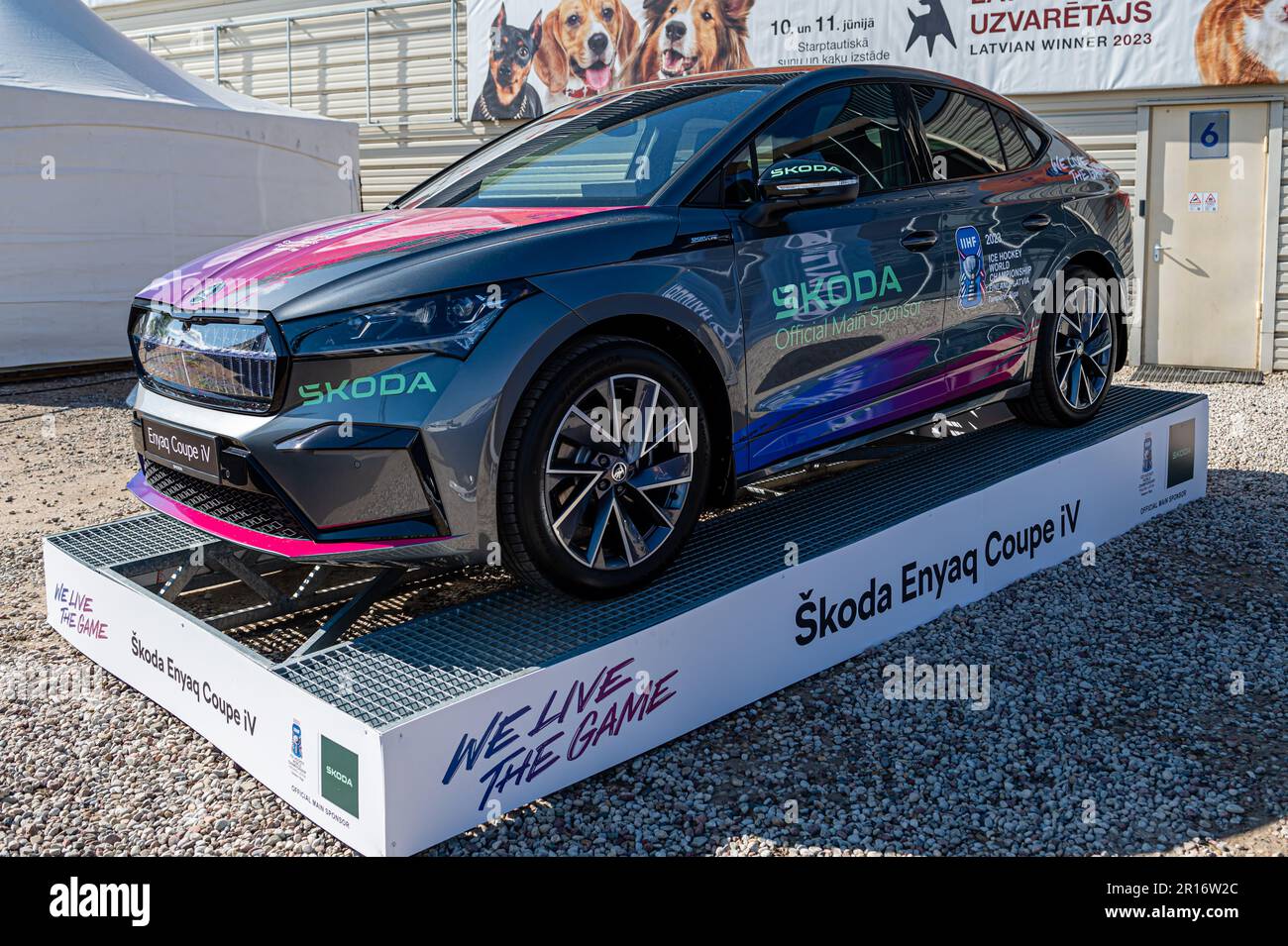 Riga, Latvia, April 28, 2023: new Skoda Enyaq Coupe IV RS electric SUV ...