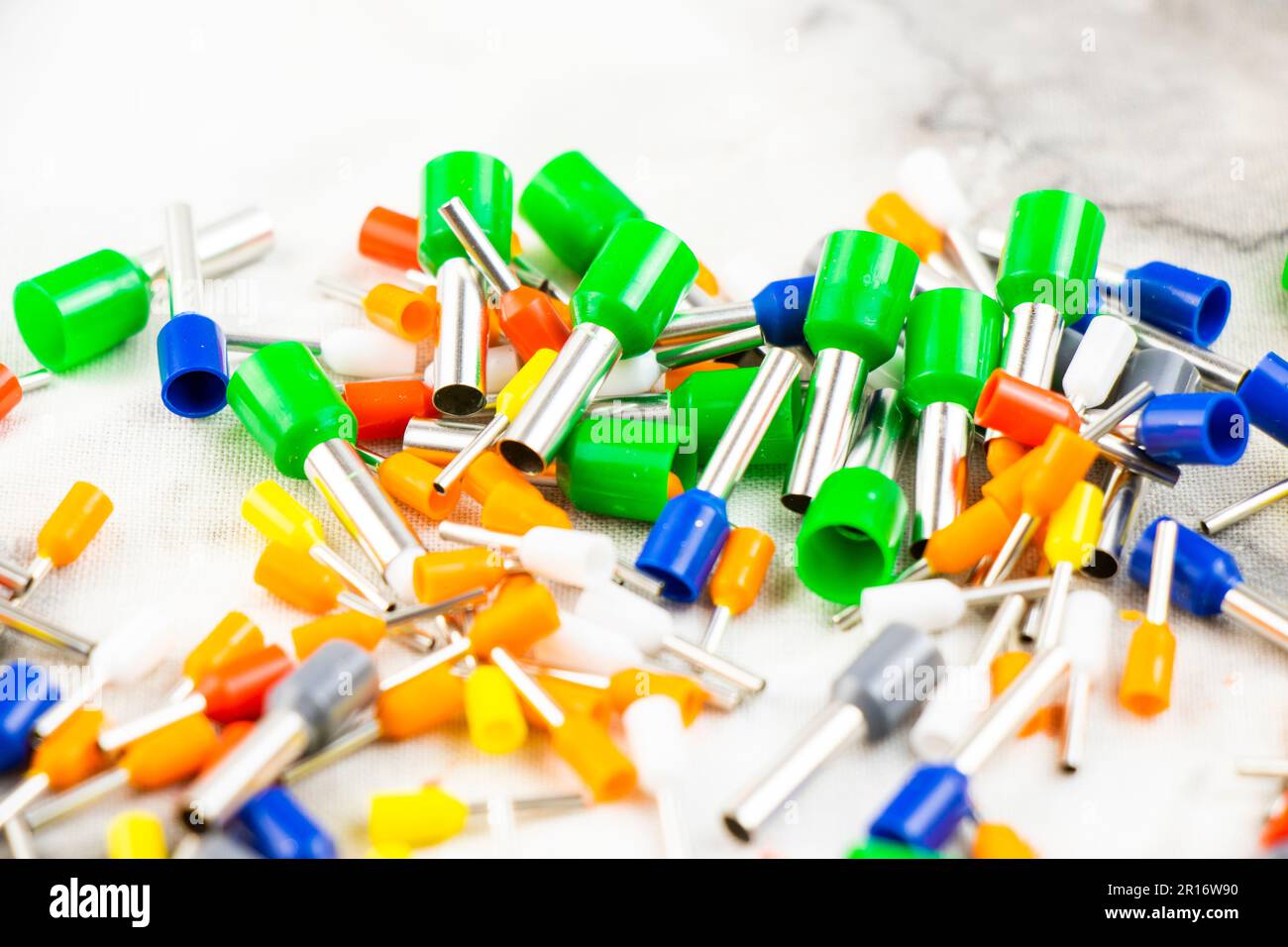 Electric wire connector, colorful set for electric cable pressing Stock ...