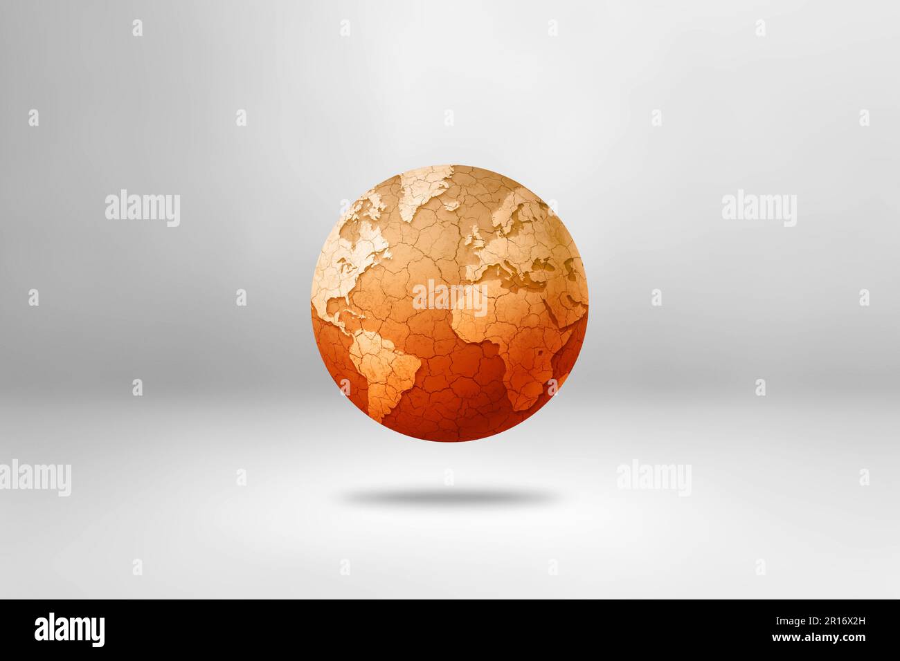 Dry and cracked world globe isolated on white background. Global ...