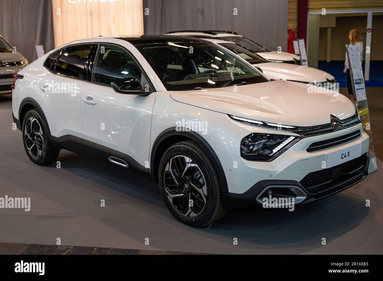 Riga, Latvia, April 28, 2023: New Citroen C4 X premiere at a motor show ...