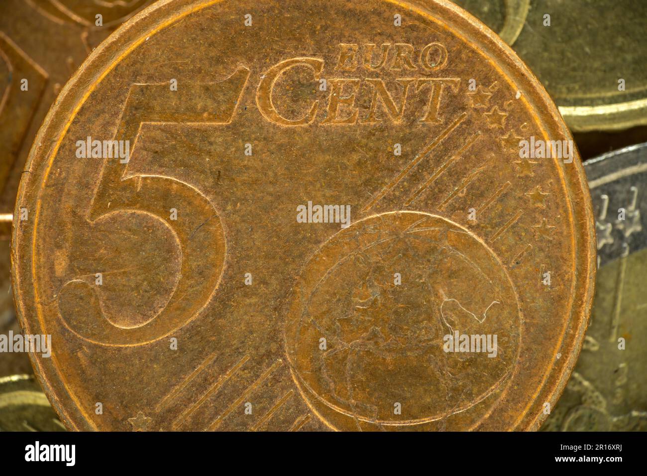 5 cent coin (euro). Reverse side, macro close up Stock Photo - Alamy
