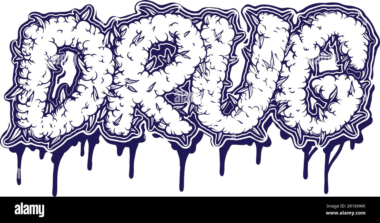 Dripping drug lettering word cannabis smoke effect monochrome vector ...