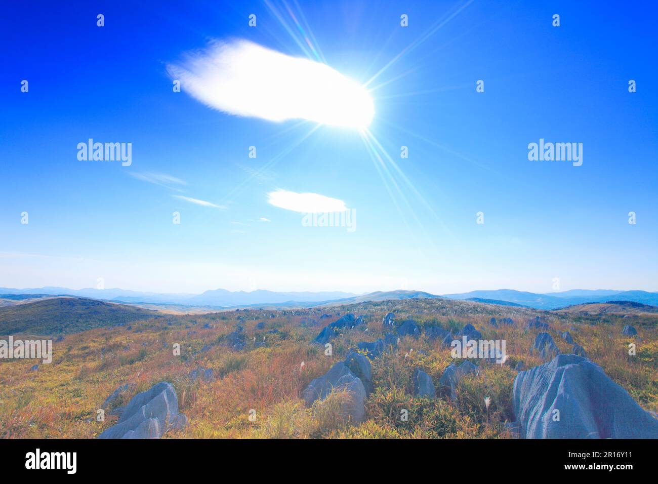 Landscape of the sun coming out of the clouds , limestone of Karst ...