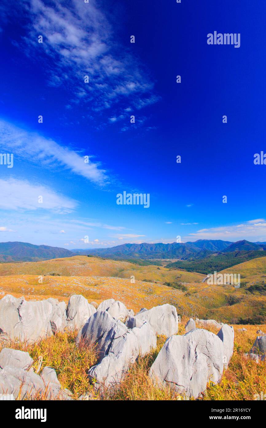 Mountains such as Odake and Gongenyama , limestone of karst plateau and ...