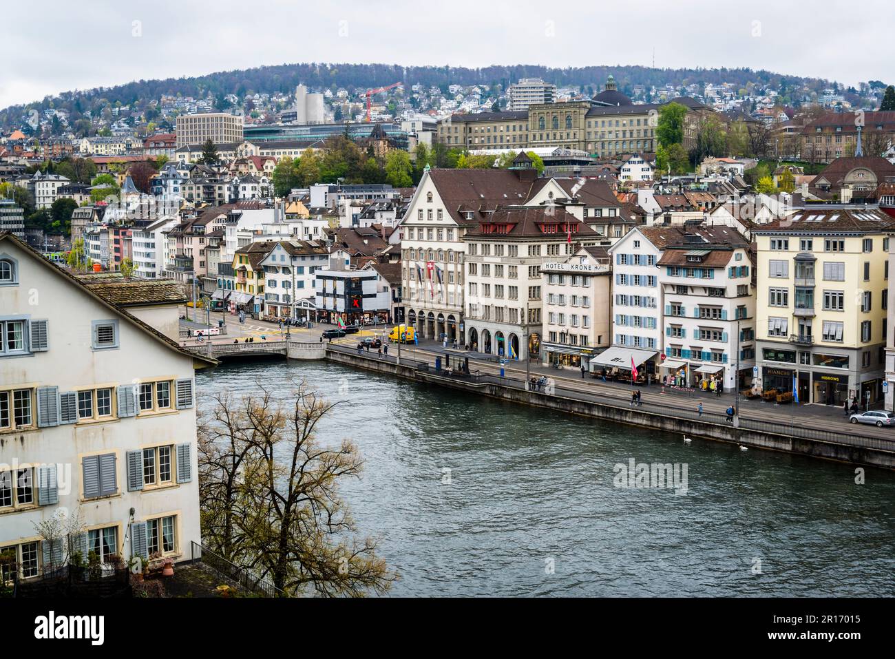 Cityscape with Limmat river,Old Town, Zurich, Switzerland Stock Photo ...