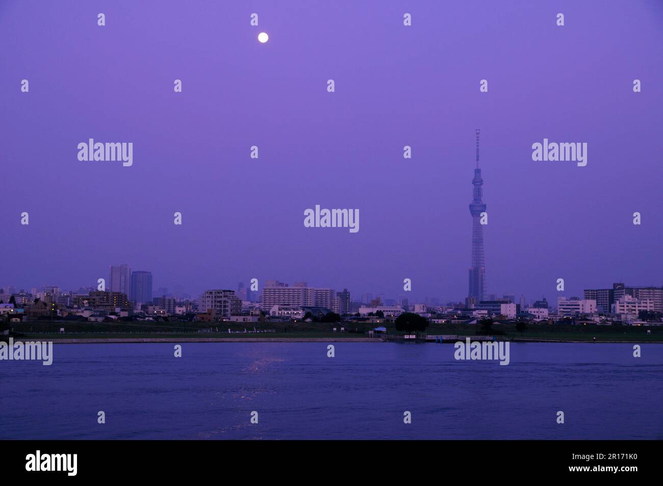 Night view tokyo skytree and full moon hi-res stock photography and ...