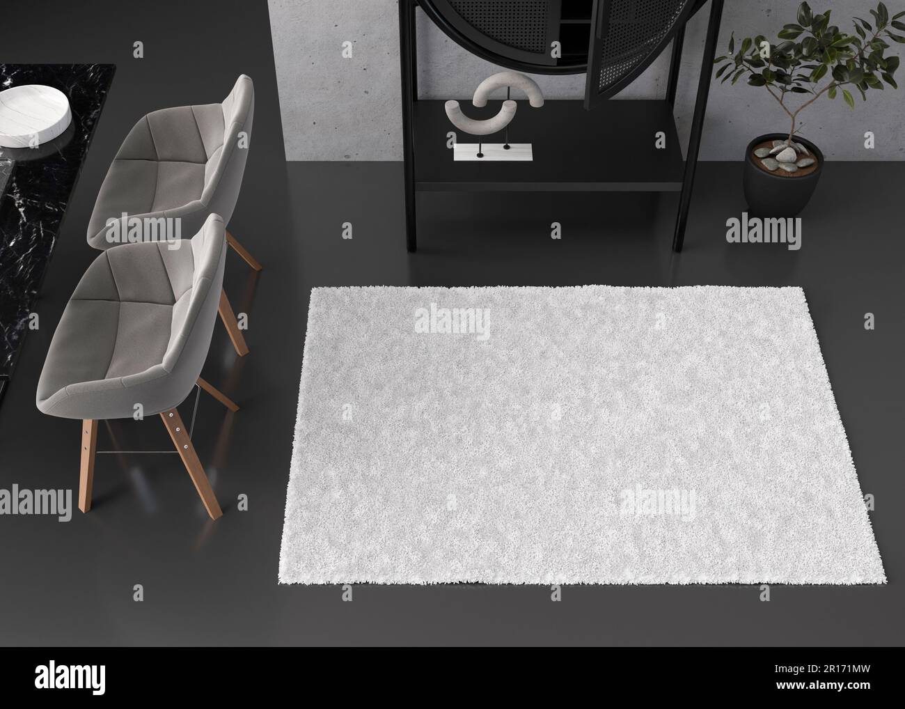 Mock up for carpet. Interior in contemporary style. Top view. Space for ...