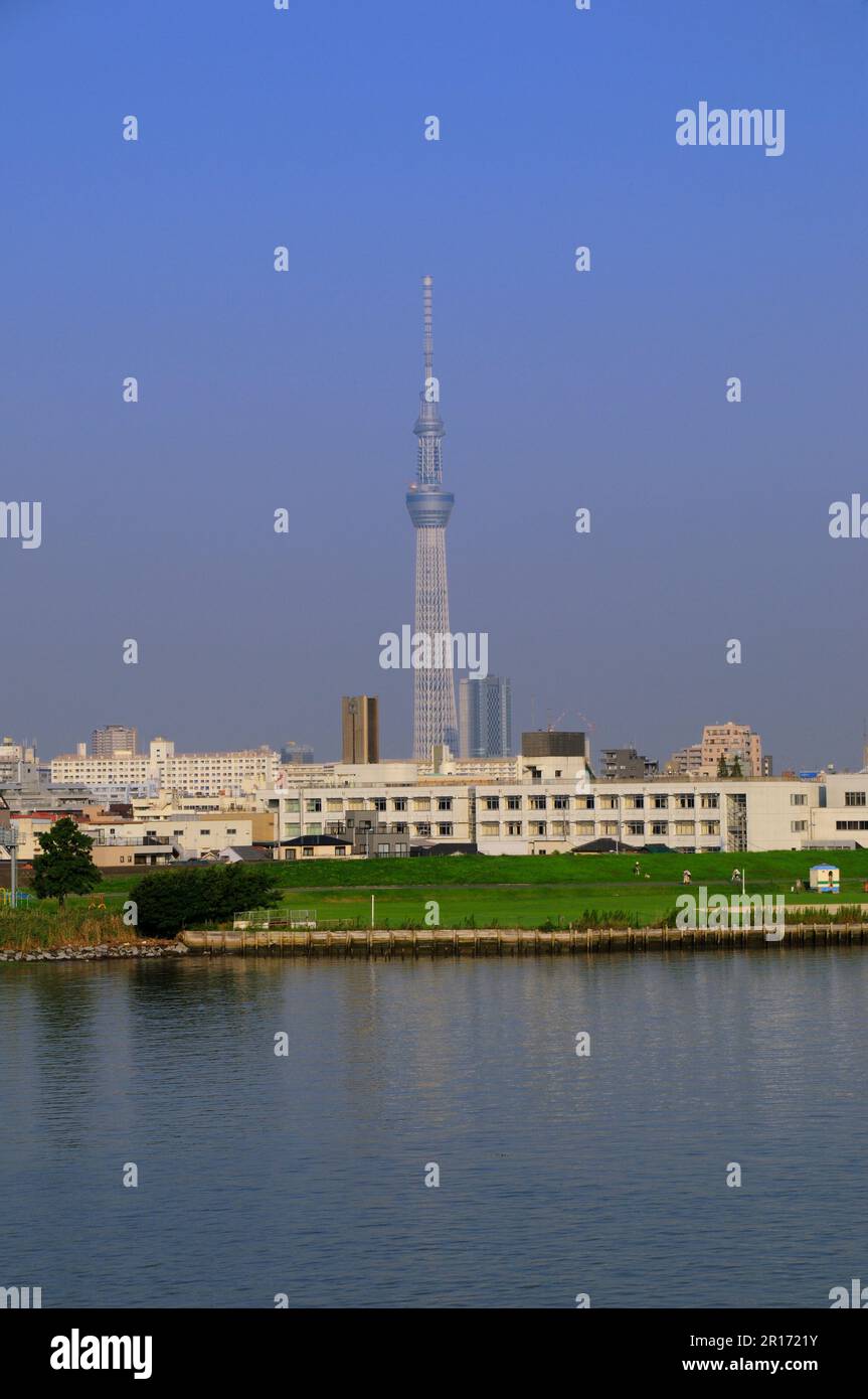 Komatsugawa bridge overlooking Tokyo Sky Tree Stock Photo - Alamy