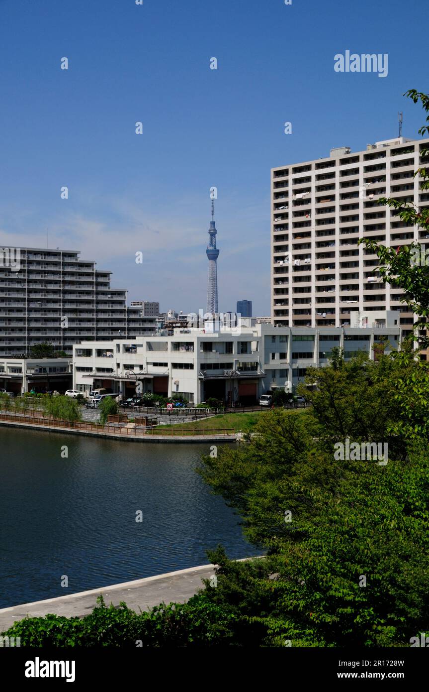 Distant view of Tokyo sky tree from Oshima Komatsugawa Park Stock Photo ...