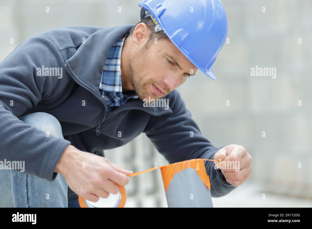 watering at construction site of district heating system pipeline Stock ...