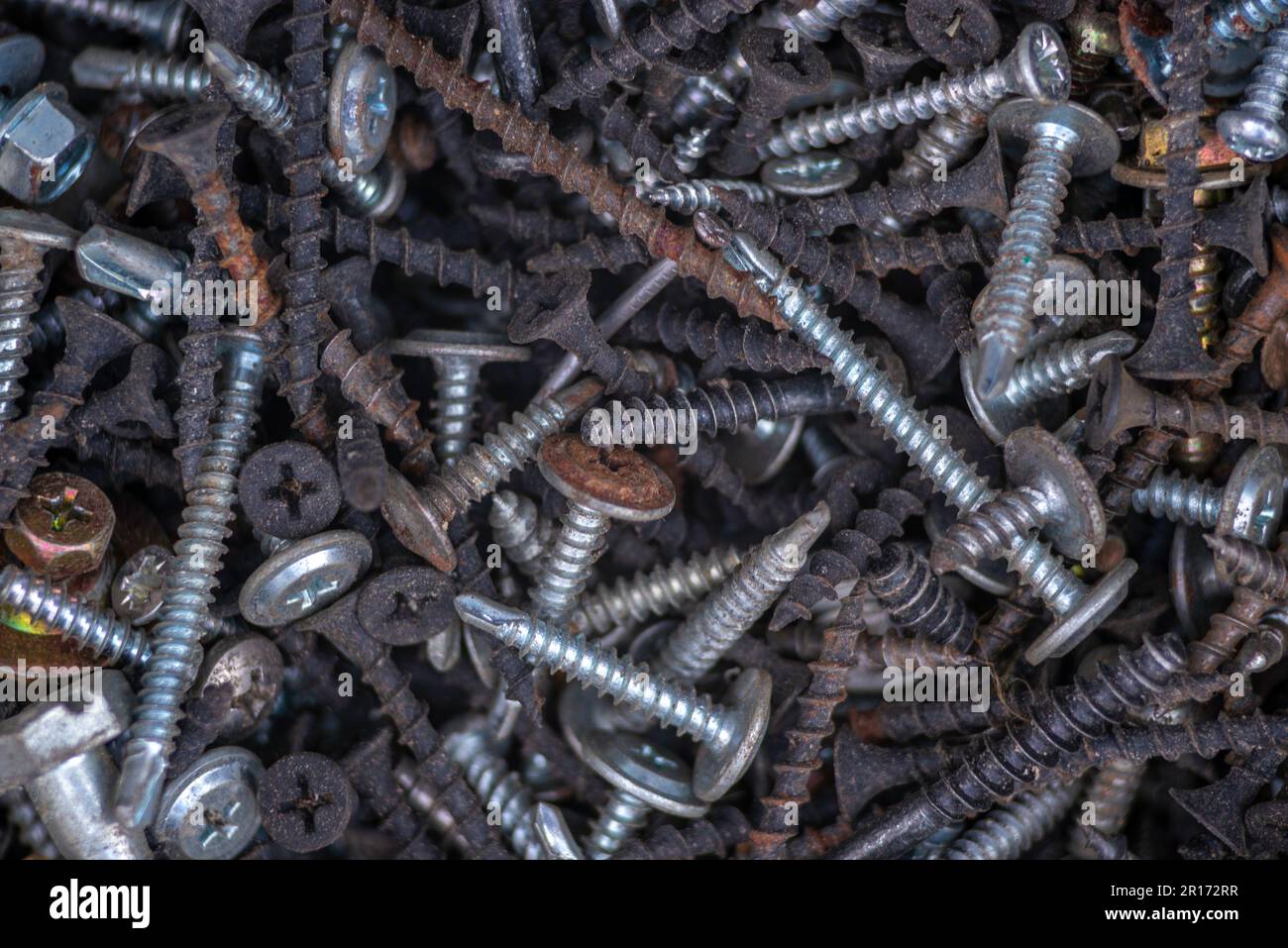 Background of iron nails screws construction steel metal texture macro ...