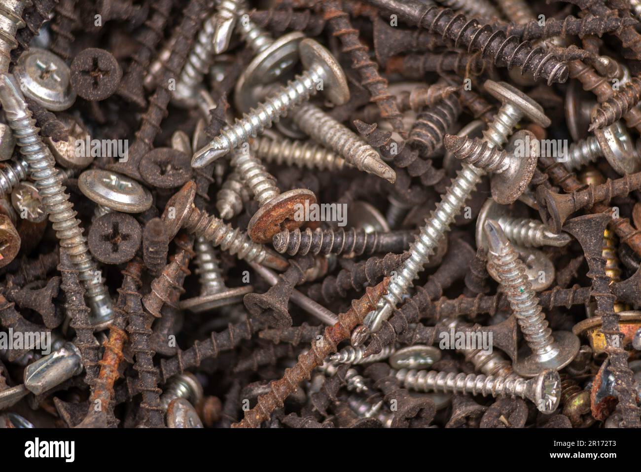 Background of iron nails screws construction steel metal texture macro ...