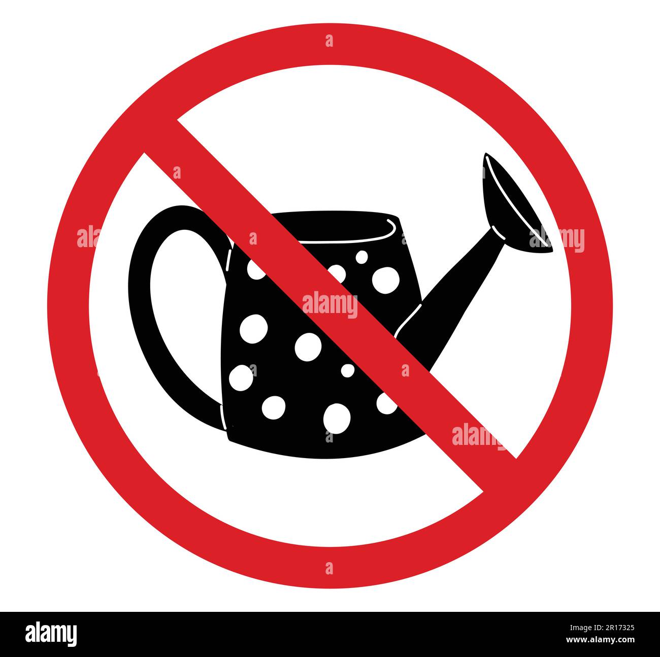 Vector prohibition sign with watering can silhouette. Do not spray with ...